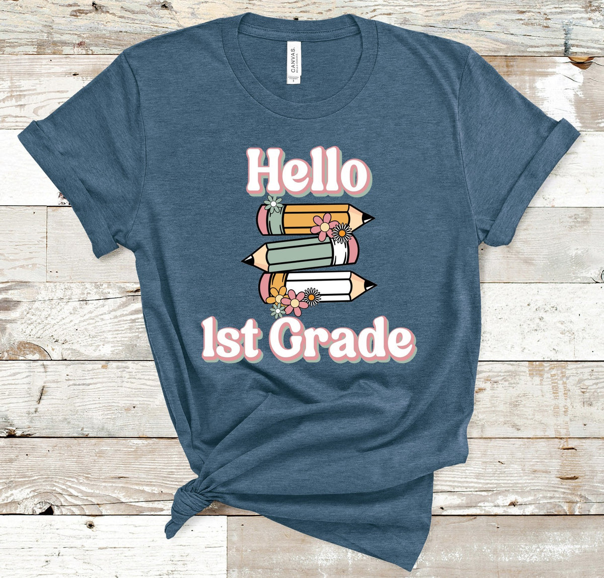 Hello First Grade Retro with Pencils Direct to Film Transfer - 10 to 1 ...