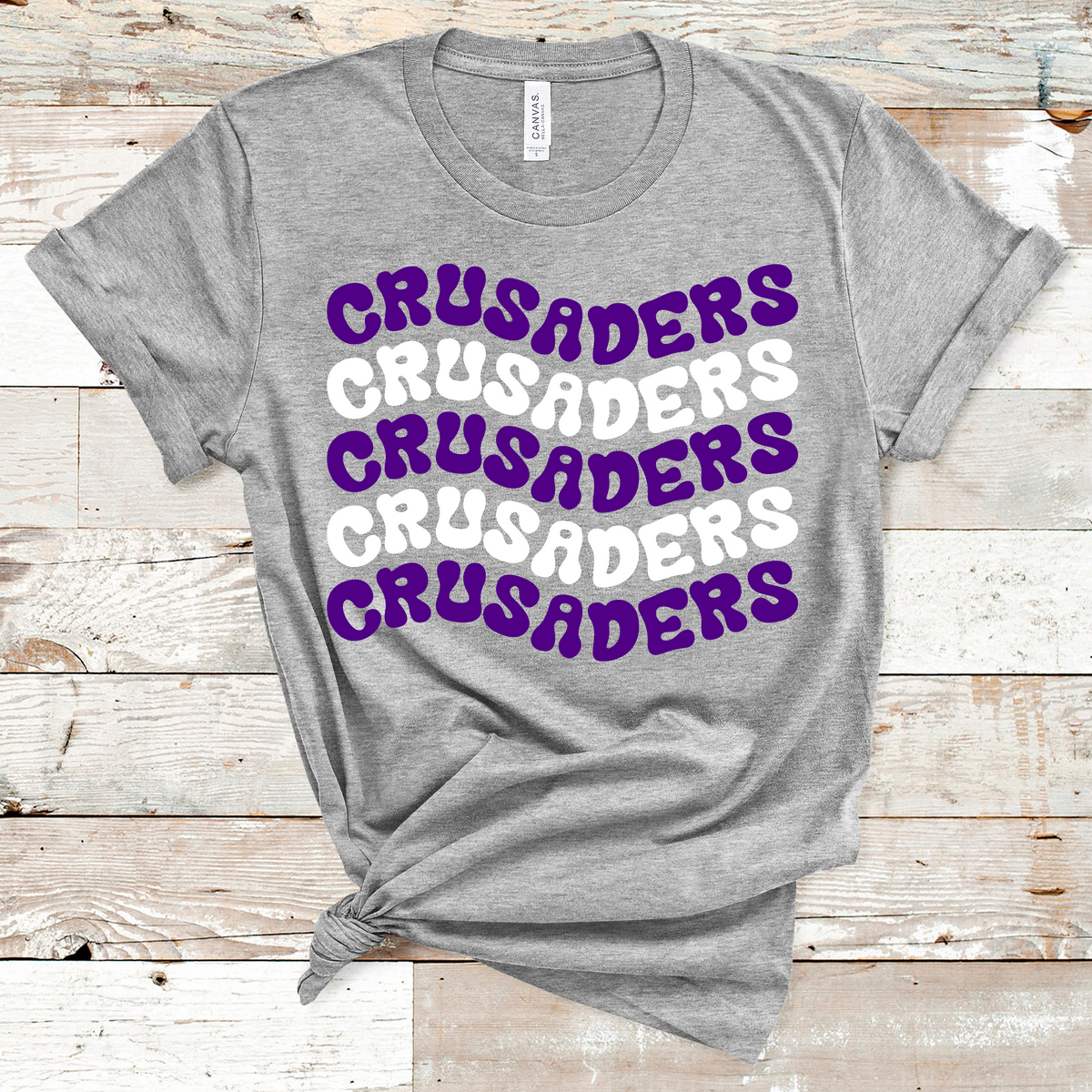 Crusaders Wavy Retro Mascot Purple and White Direct to Film Transfer ...