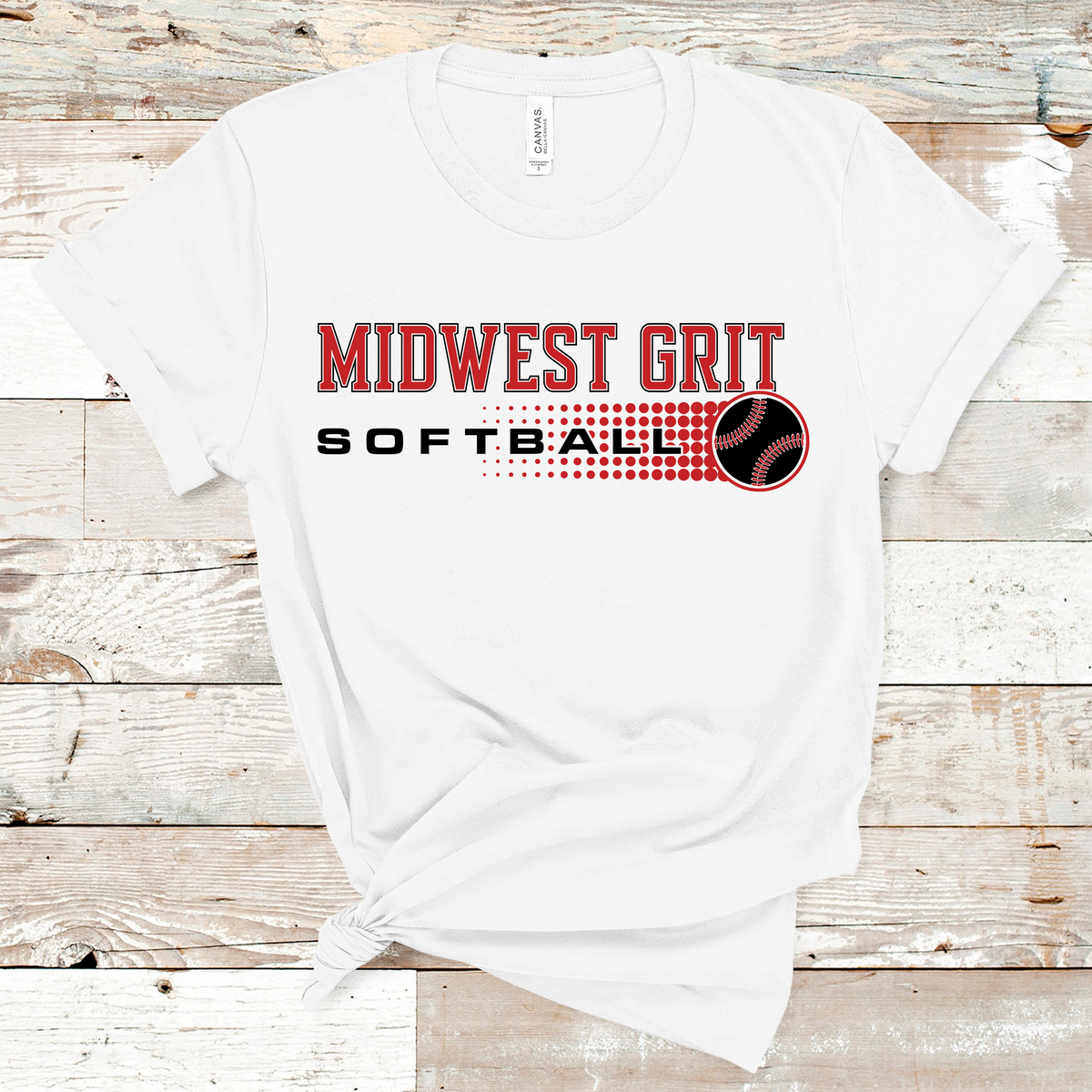 Midwest Grit Softball Red and Black with Dots Direct to Film Transfer ...