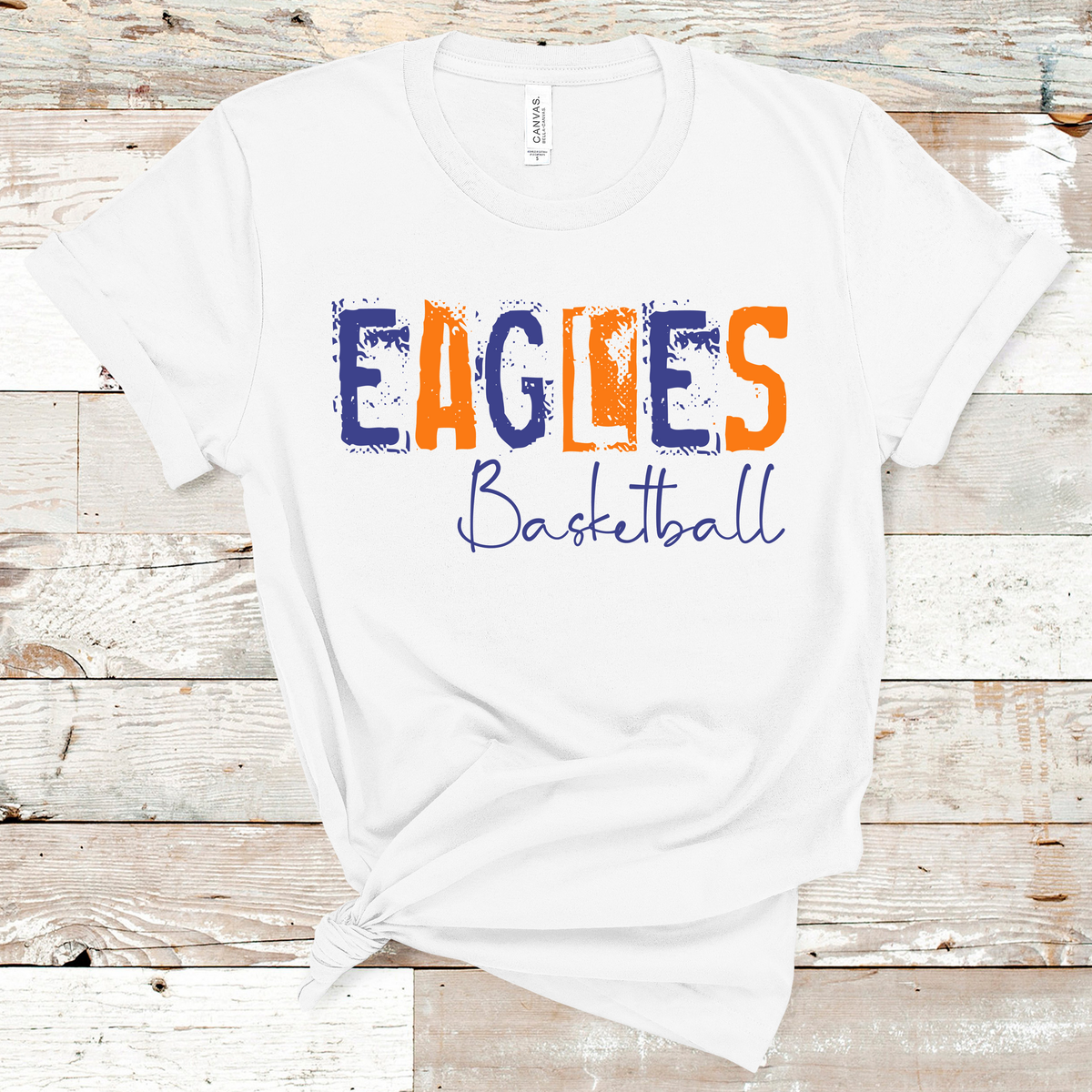 Eagles Basketball Grunge Royal and Orange Text Direct to Film Transfer ...