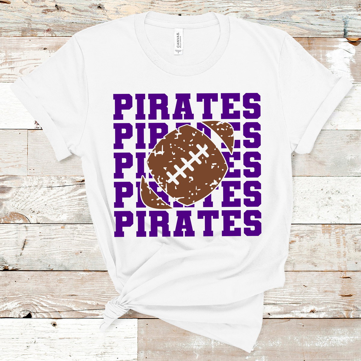Pirates Stacked Mascot Football Purple Text Adult Size Direct to Film ...