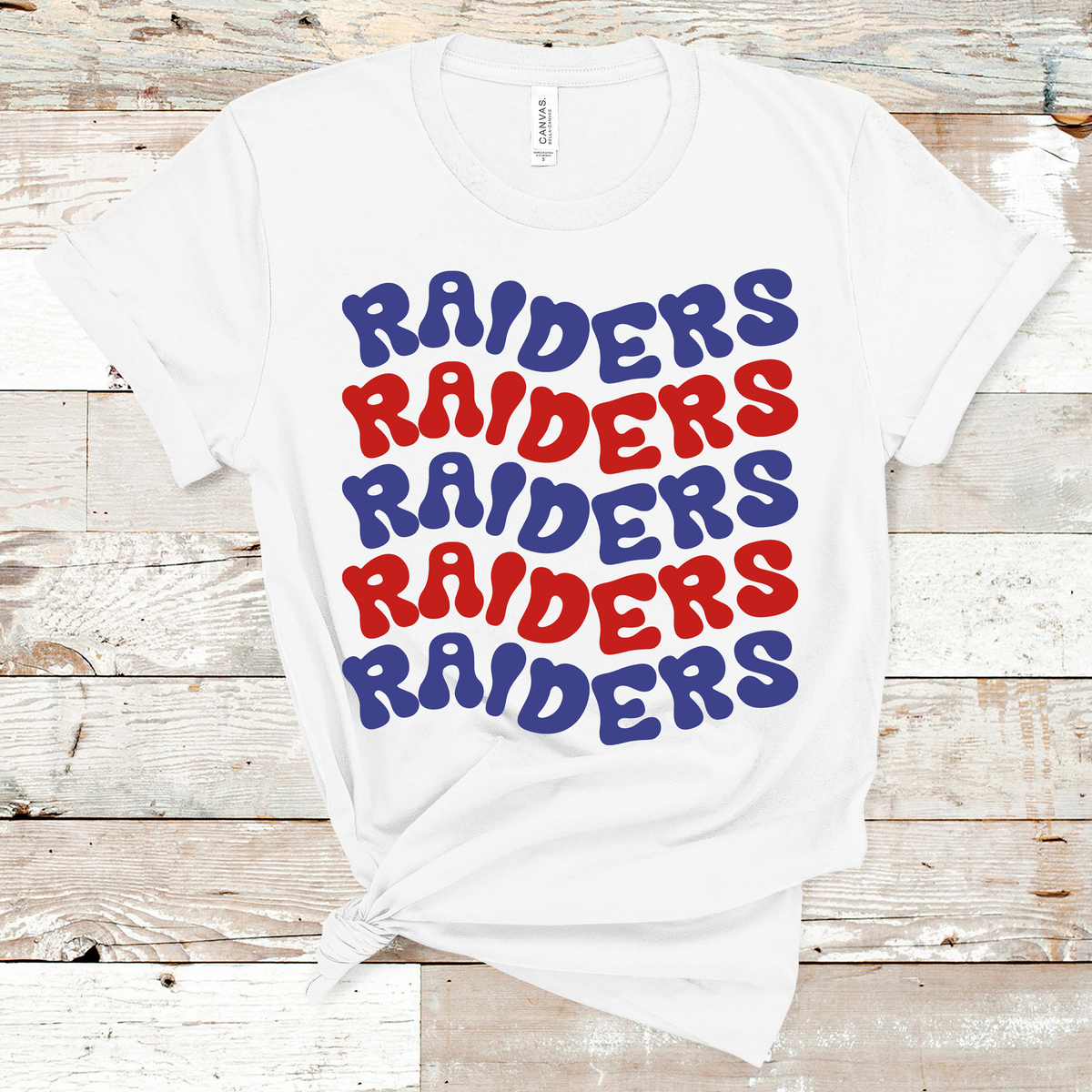 Raiders Retro Wavy Mascot Royal Blue and Red Direct to Film Transfer ...
