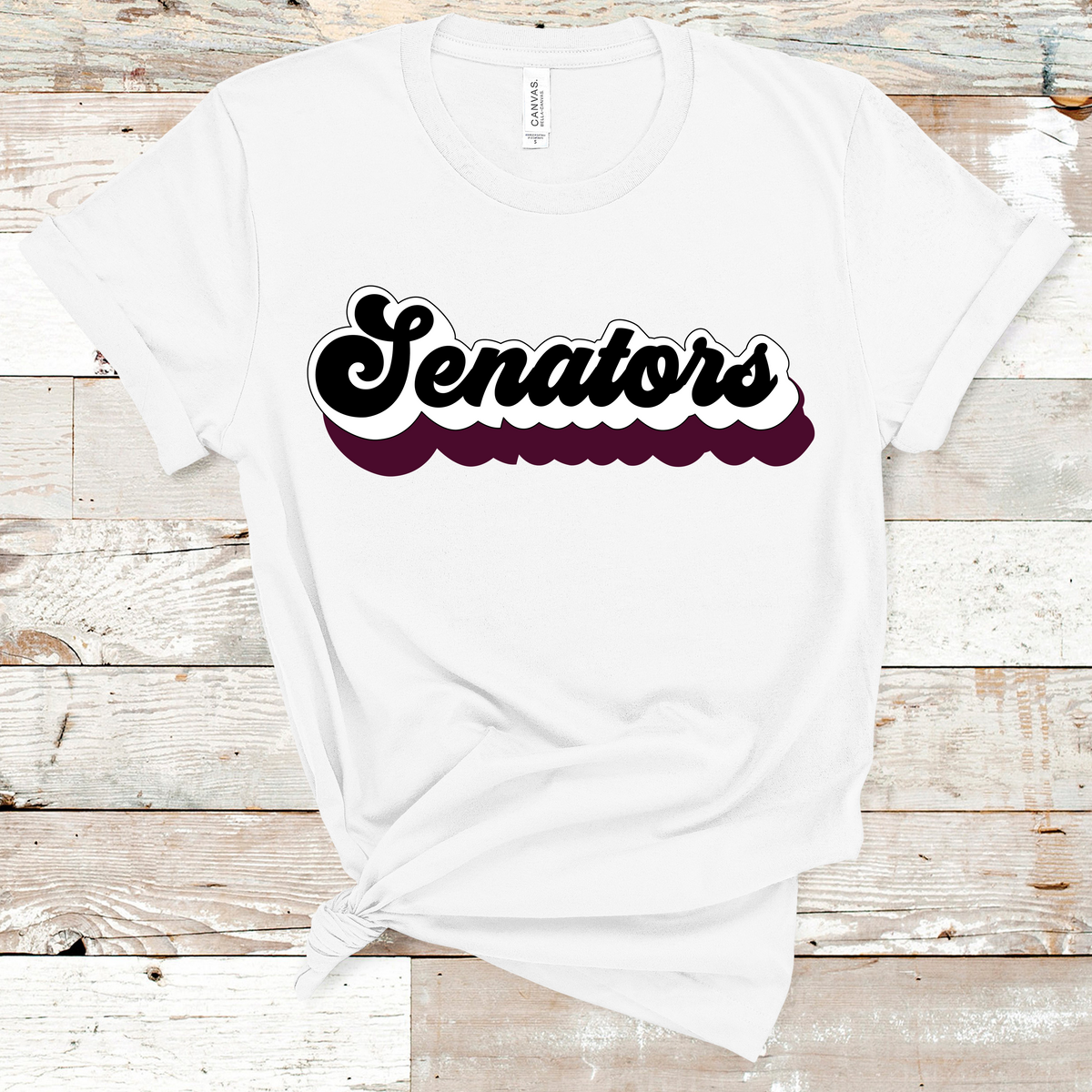 Senators Retro Font Maroon, White, and Black Direct to Film Transfer ...