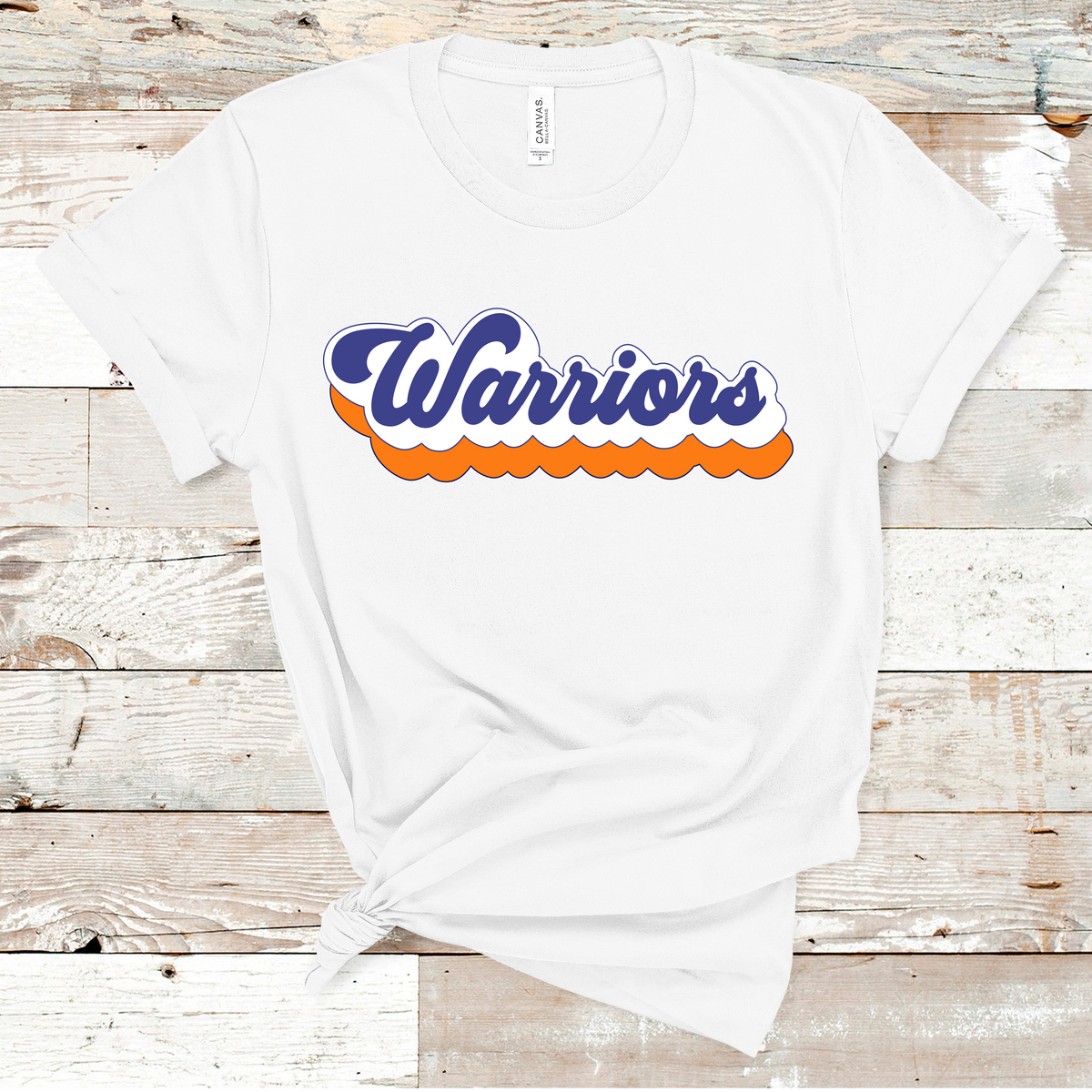 Warriors Retro Font Orange, White, and Royal Direct to Film Transfer ...